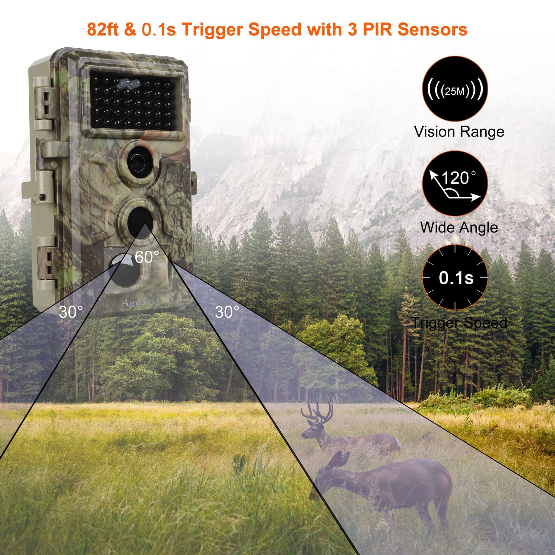 4-Pack Night Vision Trail Camera No Glow 64MP 1296P Video 0.1s Trigger