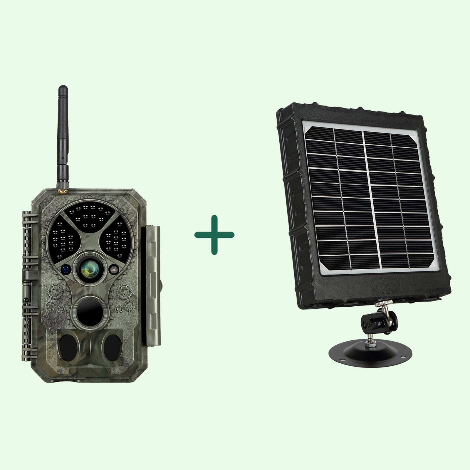 Bundle of Solar Panel and Bluetooth WIFI Trail Cameras 32MP 1296P with