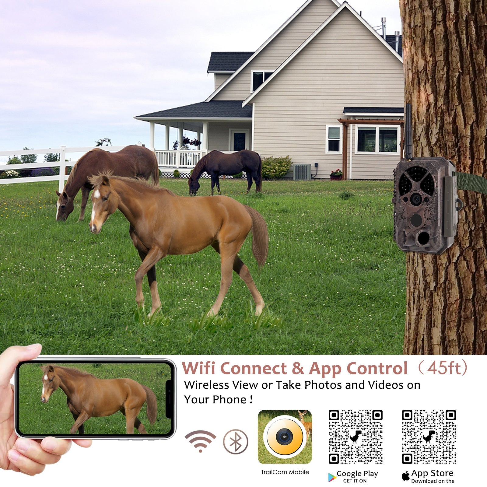 2-Pack Bluetooth Wireless WIFI Game Trail Cameras for Animal Observati