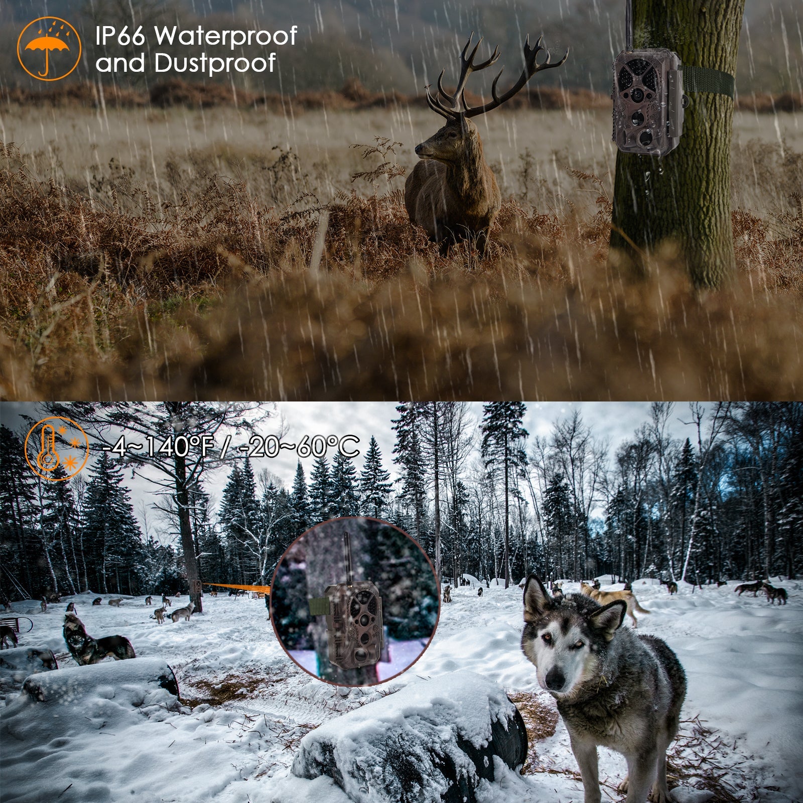 2-Pack Bluetooth Wireless WIFI Game Trail Cameras for Animal Observati